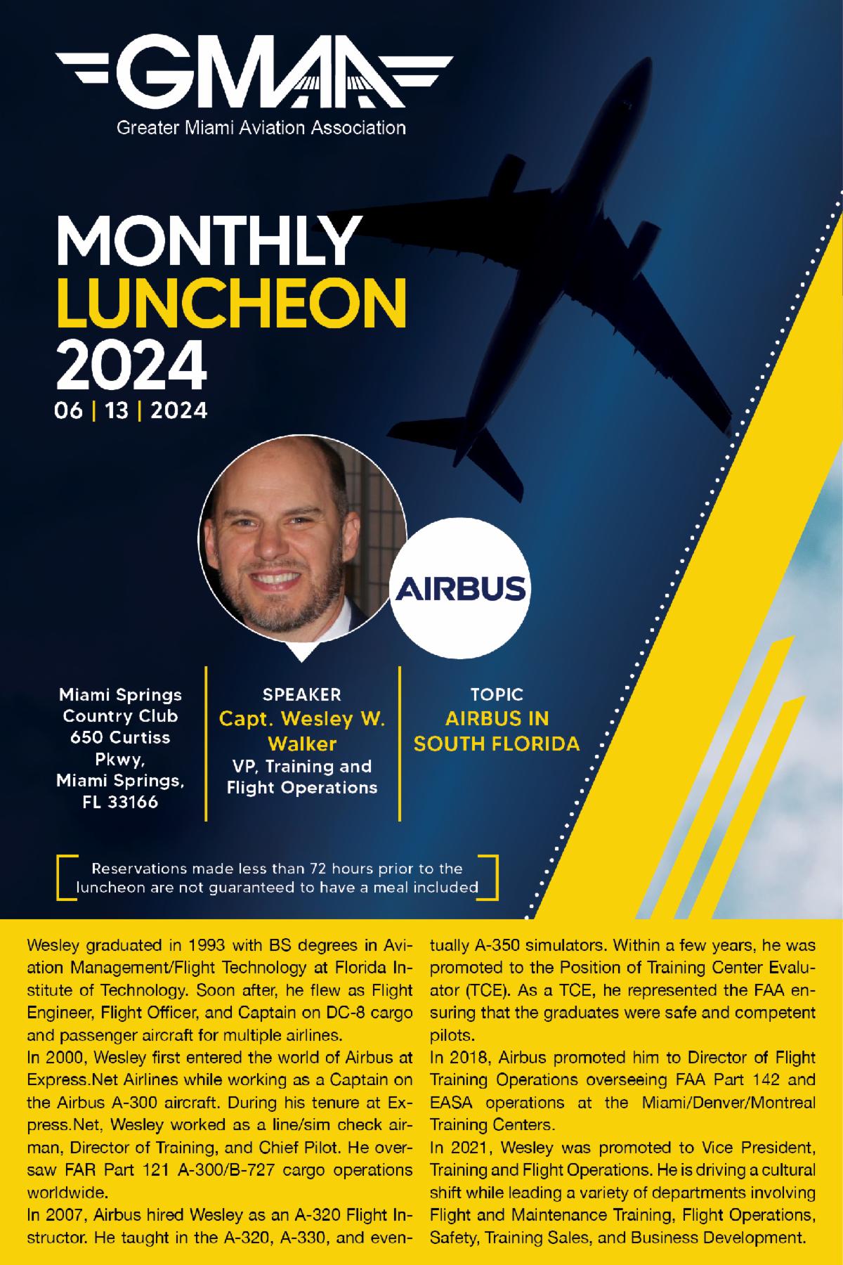 Luncheons Calendar | Greater Miami Aviation Association